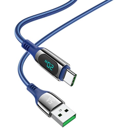 Кабель USB - Type-C, 1.2м, 5A, с цифровым дисплеем мощности зарядки, hoco. S51 Extreme