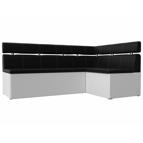 Кухонный угловой диван Классик правый угол, Экокожа черная и белая