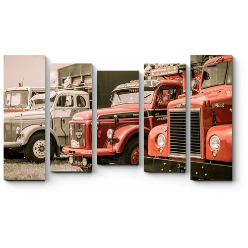 Модульная картина Красные грузовики 140x84