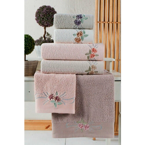 Набор полотенец с вышивкой 30x50 (6 шт) Rose Karven (разноцветный), Комплект полотенец (30x50см)