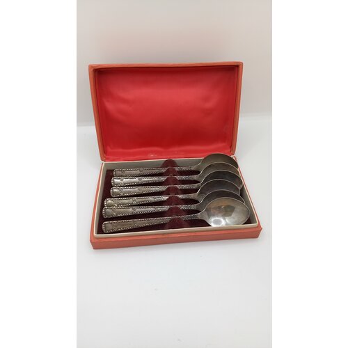 Винтажный советский набор чайных ложек в родной коробке, СССР