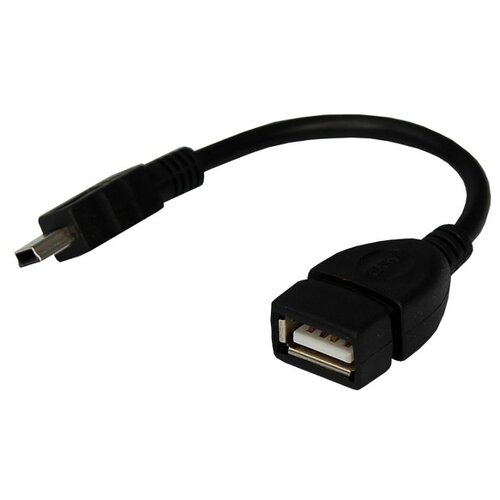 USB кабель OTG mini USB на USB шнур 0.15 м черный REXANT