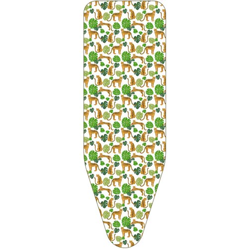 Чехол для гладильной доски из хлопка с термопропиткой Джунгли размер 130х50см, цвет зеленый, коричневый