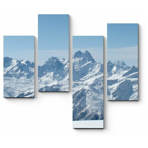 Модульная картина Панорама зимних гор на Кавказе 104x98