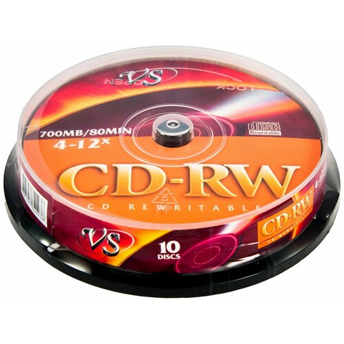 VS Диск для записи, CD-RW 80 4-12x CB/10 700 МБ