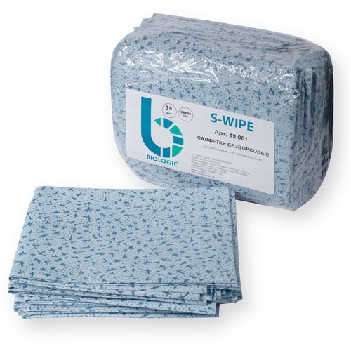 Салфетки безворсовые полипропиленовые для обезжиривания S-WIPE 34х49см цвет синий в упаковке 35 штук