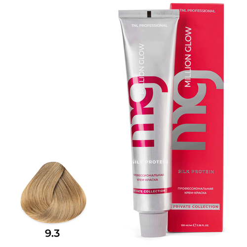 TNL Professional Крем-краска для волос Million glow Silk protein, 9.3 очень светлый блонд золотистый, 100 мл