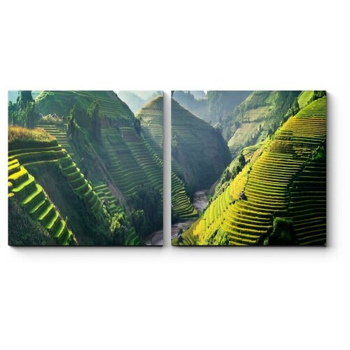 Модульная картина Вьетнамские рисовые поля в горах 90x45