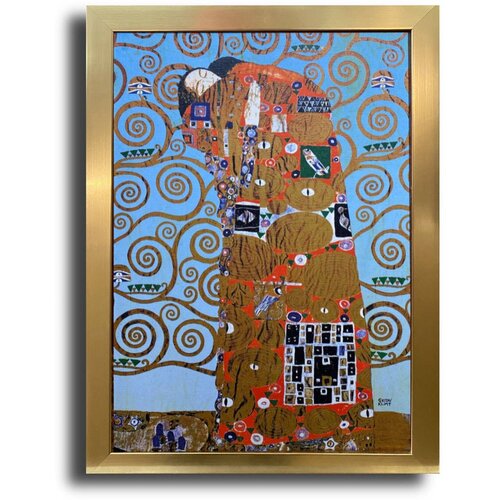 Premium коллекция Картина в золотой деревянной раме 35х25 репродукция художника Густав Климт "Поцелуй"