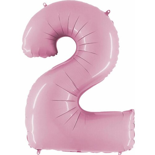 Воздушный шар Цифра 2, нежно-розовый, 101 см