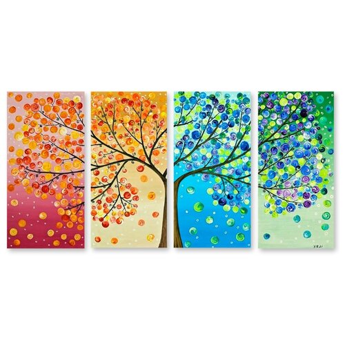 Модульная картина на холсте "Красочное дерево" 120x61 см