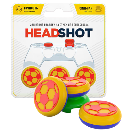 RAINBO Сменные накладки Headshot (Футбол) для геймпада Sony Dualshock 4, желтый/красный