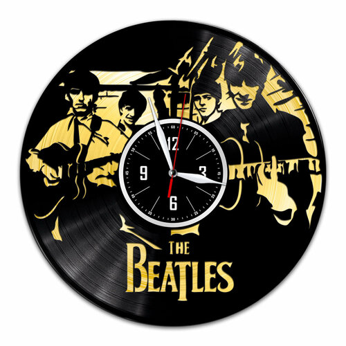 Thе Beatles - настенные часы из виниловой пластинки (с золотой подложкой)