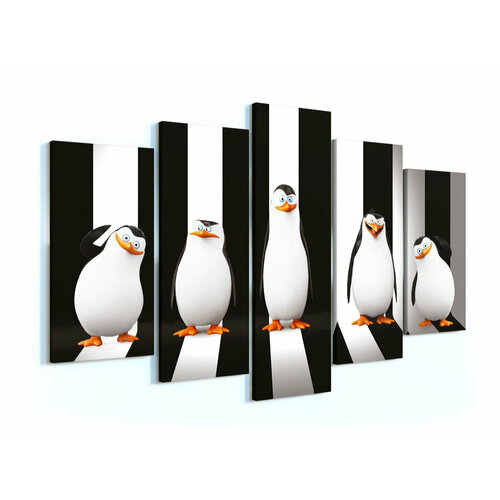 Модульная картина «Пингвины из мадагаскара » 140х80 / Картина для интерьера / Модульная картина / Модульная картина на стену / Интерьерные картины