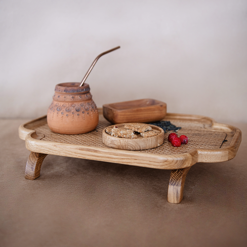 Поднос деревянный 39,5*28 см, Дуб. Столик для завтрака. Для кухни, кухонные принадлежности ручной работы.