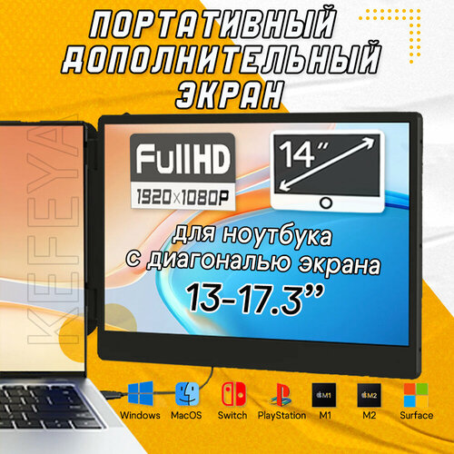 Портативный монитор для ноутбуков - дополнительный экран-расширитель KEFEYA S1