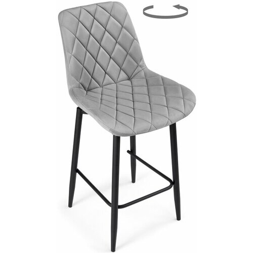 Полубарный стул Woodville Баодин К Б/К крутящийся светло-серый / черный