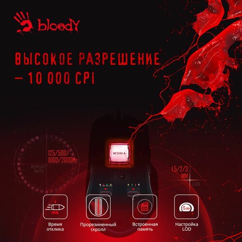 Мышь A4TECH Bloody W70 Max, игровая, оптическая, проводная, USB, белый и черный [w70 max ( panda white)]