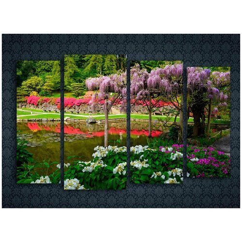 Модульная картина на Стекле - "Японский сад", размер 90х60 см