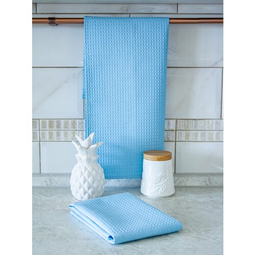 Кухонное полотенце вафельное набор 2 шт 45х75см голубой