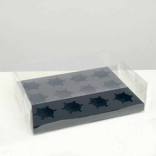 Коробка на 12 капкейков, черная, 34.7 x 26.3 x 10 см