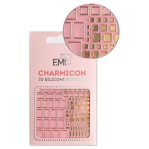 E.Mi, 3D-стикеры №158 Квадраты золото Charmicon 3D Silicone Stickers