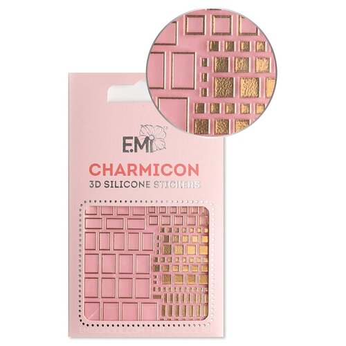 E.Mi, 3D-стикеры №158 Квадраты золото Charmicon 3D Silicone Stickers