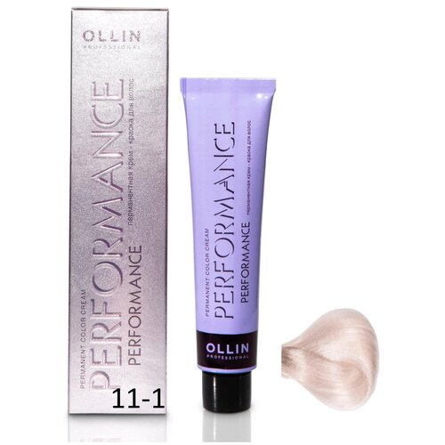 OLLIN Professional Performance перманентная крем-краска для волос, 11/1 специальный блондин пепельный, 60 мл