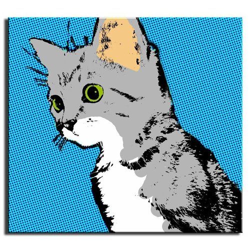Картина на Стекле - "Поп-арт котенок", размер 50х50 см