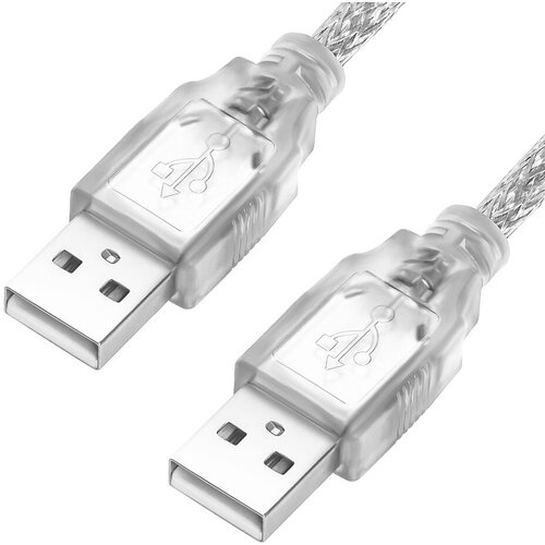 Greenconnect Кабель 1.8m USB 2.0, AM/AM, прозрачный, 28/28 AWG, экран, армированный, морозостойкий, GCR-UM3M-BB2S-1.8m