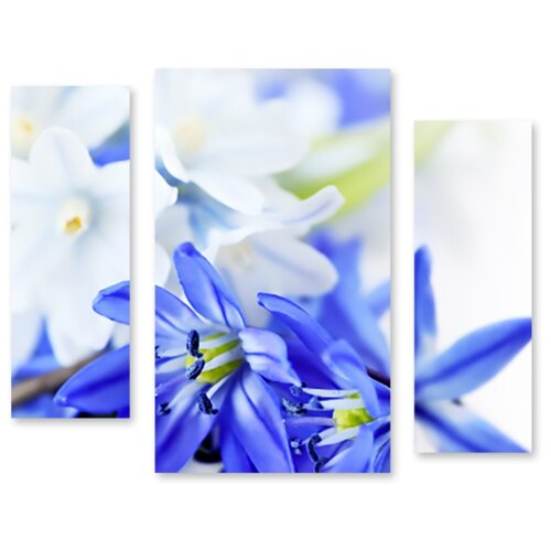 Модульная картина на холсте "Синие цветы" 90x73 см