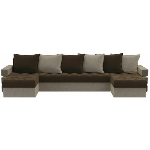 П-образный диван Венеция, коричневый; бежевый