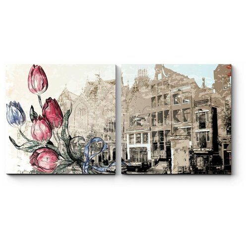 Модульная картина Винтажный Амстердам 60x30