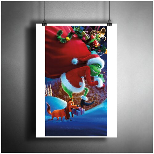 Постер плакат для интерьера "Новогодний мультфильм: Гринч. The Grinch. Новый Год. Рождество"/ Декор дома, офиса, комнаты A3 (297 x 420 мм)