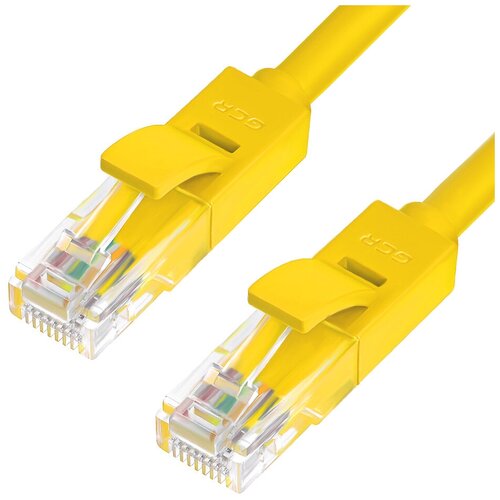 GCR Патч-корд прямой 30.0m UTP кат.5e, желтый, 24 AWG, литой, ethernet high speed 1 Гбит/с, RJ45, T568B