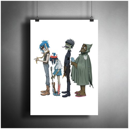 Постер плакат для интерьера "Музыка: Британская виртуальная группа Гориллаз. Группа Gorillaz"/ Декор дома, офиса, комнаты A3 (297 x 420 мм)