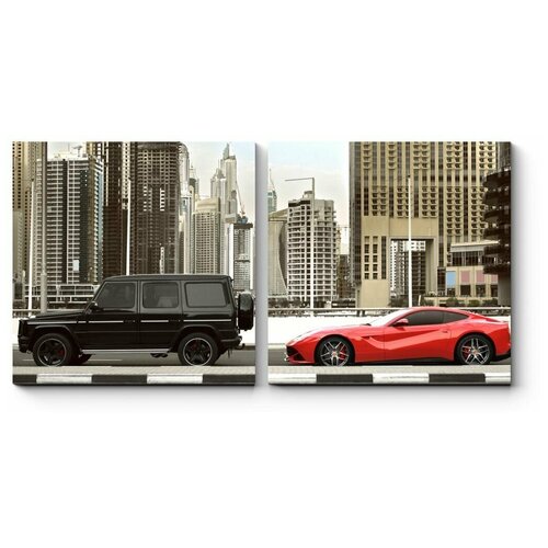 Модульная картина Роскошные автомобили в Дубае50x25