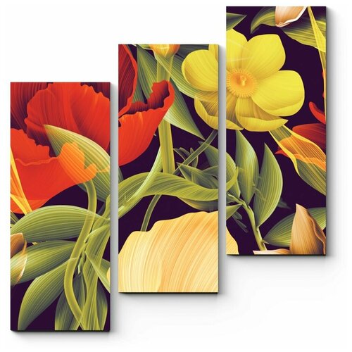 Модульная картина Необычные тропические цветы100x107