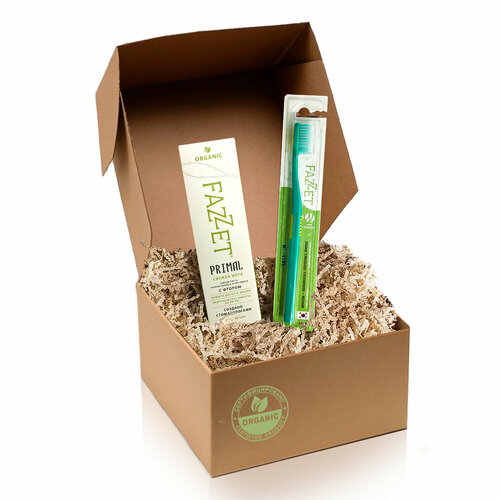 Зубная паста Fazzet Primal organic с фторидом олова, 122 г + подарок! (зубная щётка Fazzet)