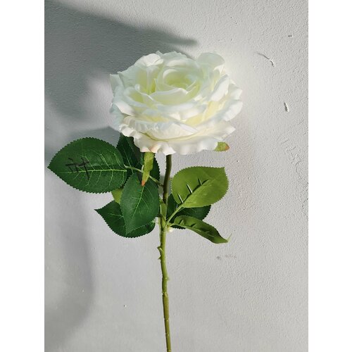 Роза искусственная d 14, Н85 белая чайная