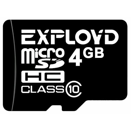 Карта памяти EXPLOYD microSDHC 4 ГБ Class 10, V10, A1, UHS-I U1, 1 шт., черный