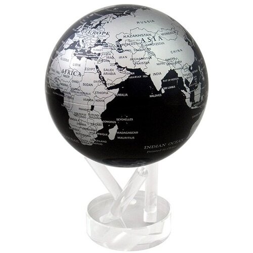 Глобус самовращающийся черный с серебром с политической картой Мира Mova Globe