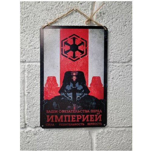 Галактическая империя, звездные войны, табличка металлическая постер на стену, размер 30 на 20 см, шнур-подвес в подарок