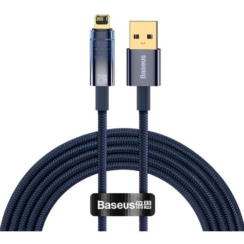 Кабель Baseus Explorer Series Auto Power-Off Fast Charging Data Cable USB to Lightning 2.4A 1m Blue (CATS000403)
