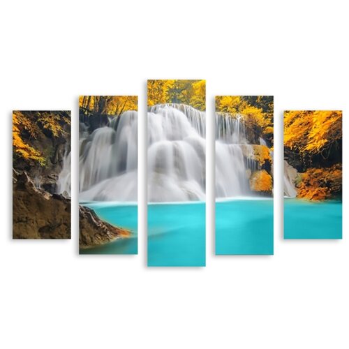 Модульная картина на холсте "Пенистый водопад" 150x95 см