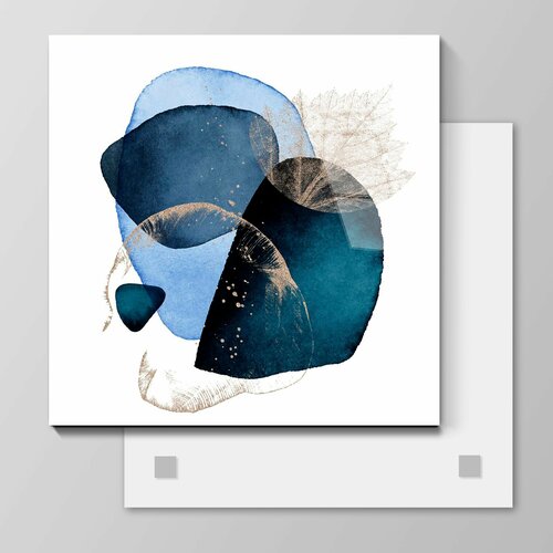 Картина на стекле - "Абстрактные синие фигуры" размер 50-50 см