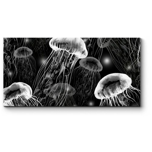 Модульная картина Черно-белые медузы 40x20