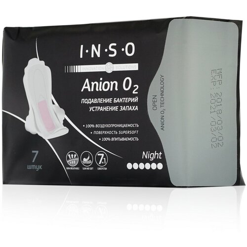 Inso прокладки Anion O2 Night, 6 капель, 7 шт., белый