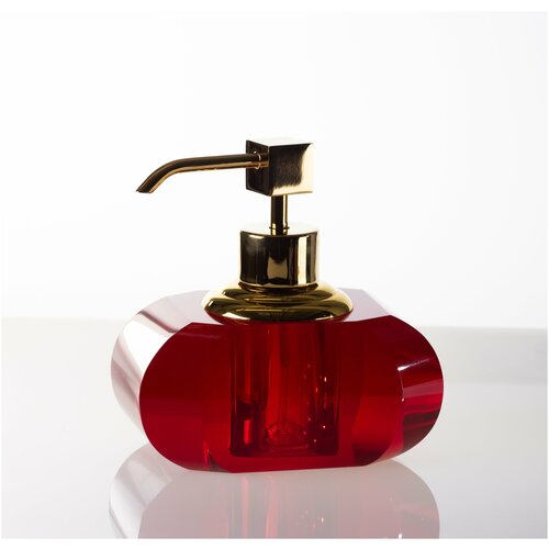 Дозатор для мыла К&B, настольный, цвет: хрусталь красный / золото