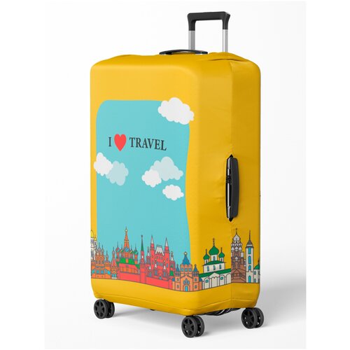 Чехол для чемодана , размер L, желтый, голубой